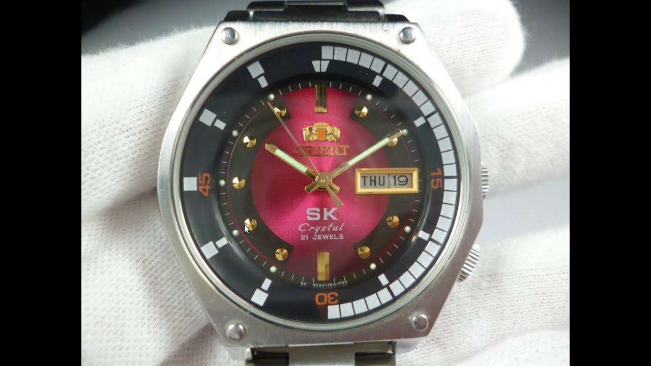 Vintage ORIENT SK Crystal Automatic 21 jewels Japan Men Wrist Watch ...