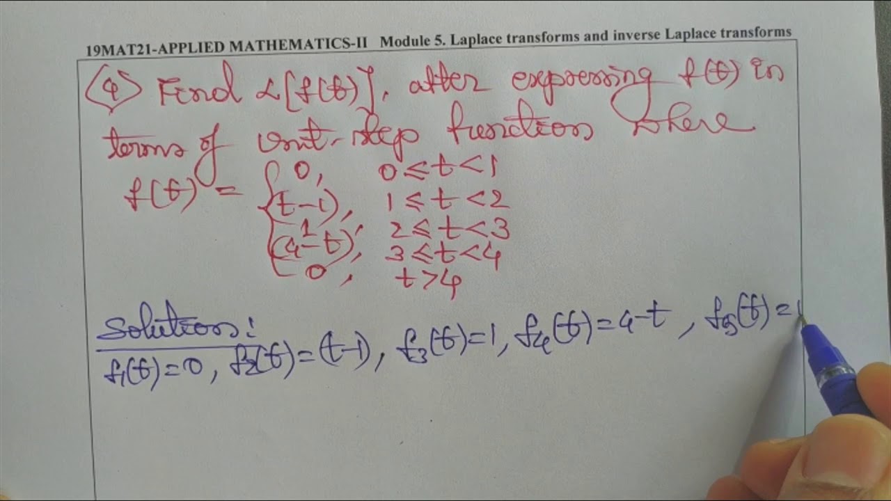 LT8. Laplace transform-Few problems on Unit-Step function - YouTube