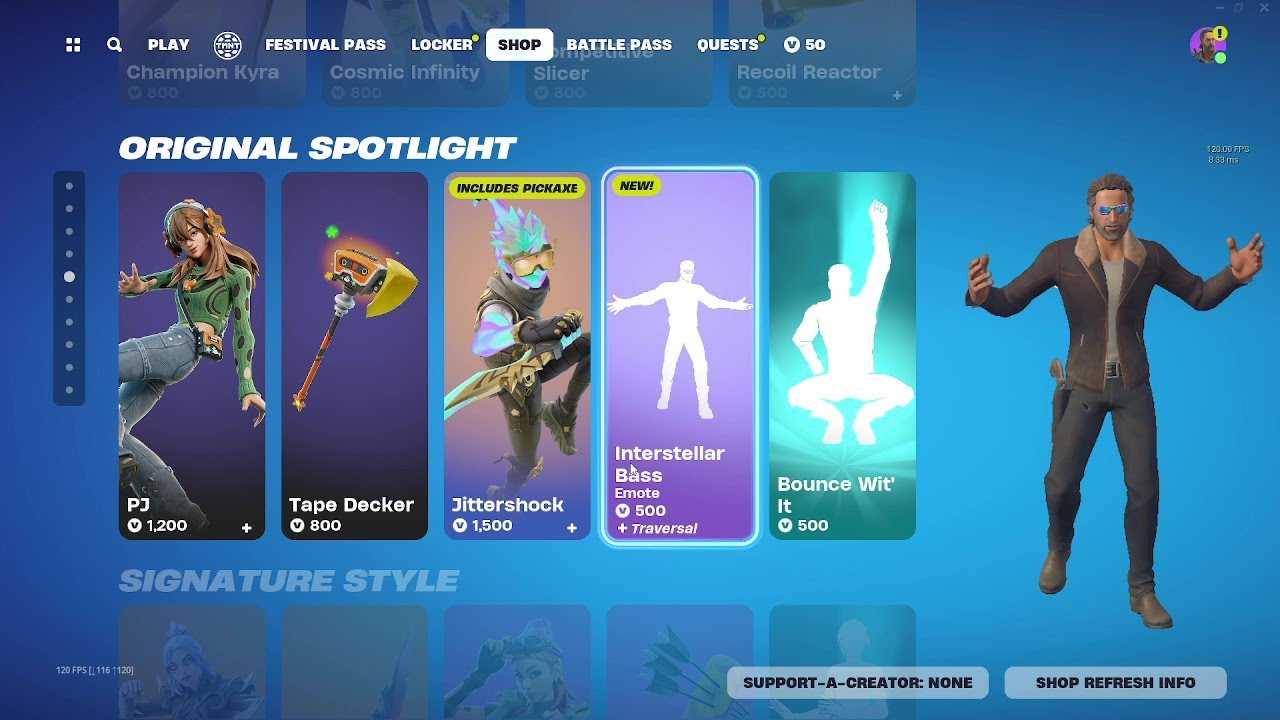 Fortnite Item Shop (New Interstellar Bass Emote) - YouTube