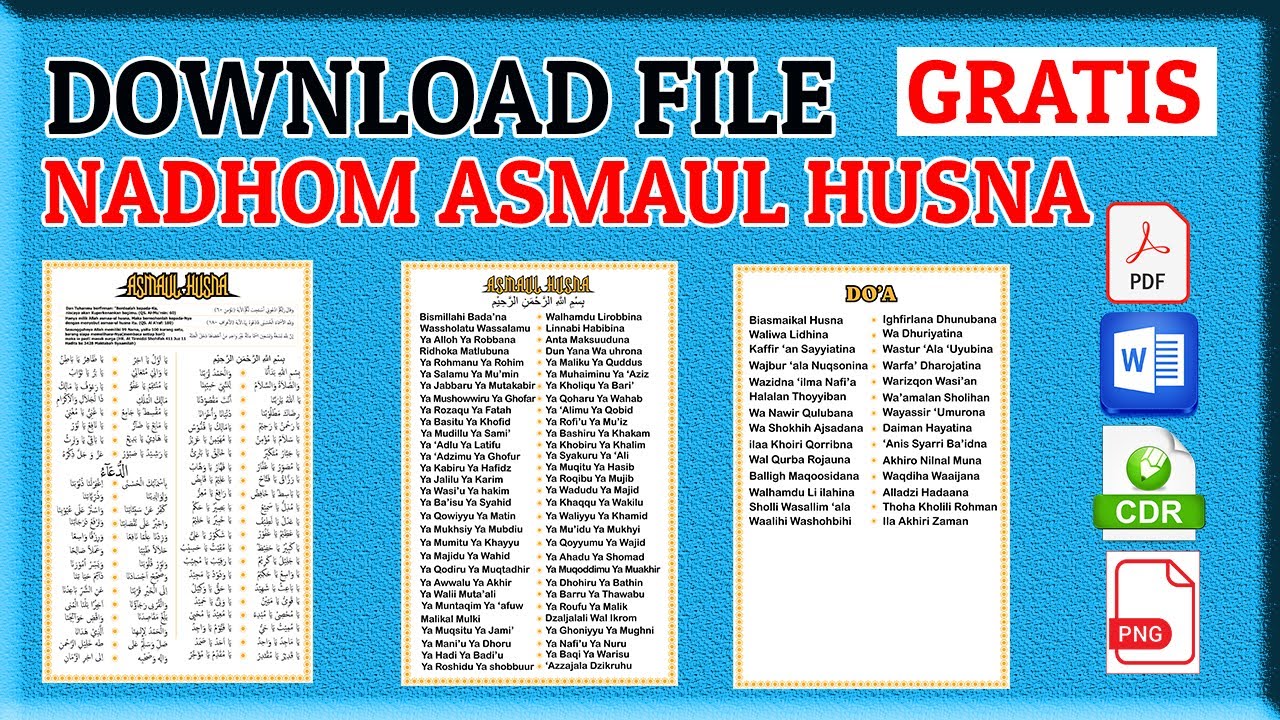 Download File Nadhom Asmaul Husna Cdr PNG Word Pdf Gratis - YouTube