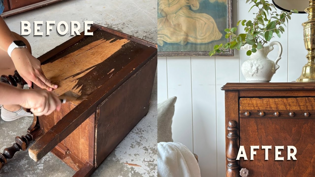 Satisfying Antique Furniture Restoration using gel stain - YouTube