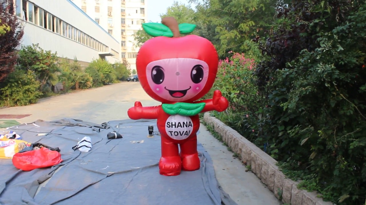 inflatable costume apple mascots - YouTube