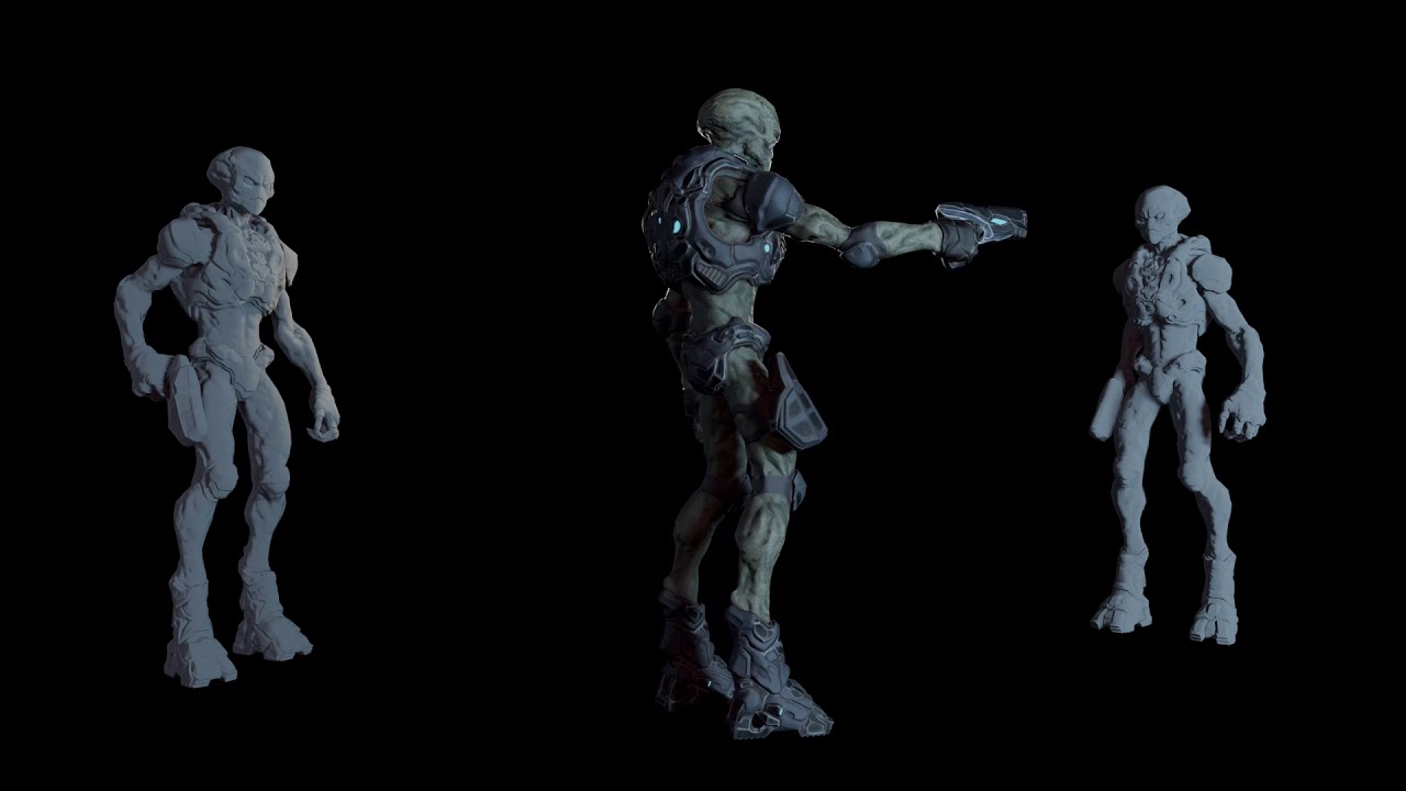 Alien #2 - 3d model turntable - YouTube