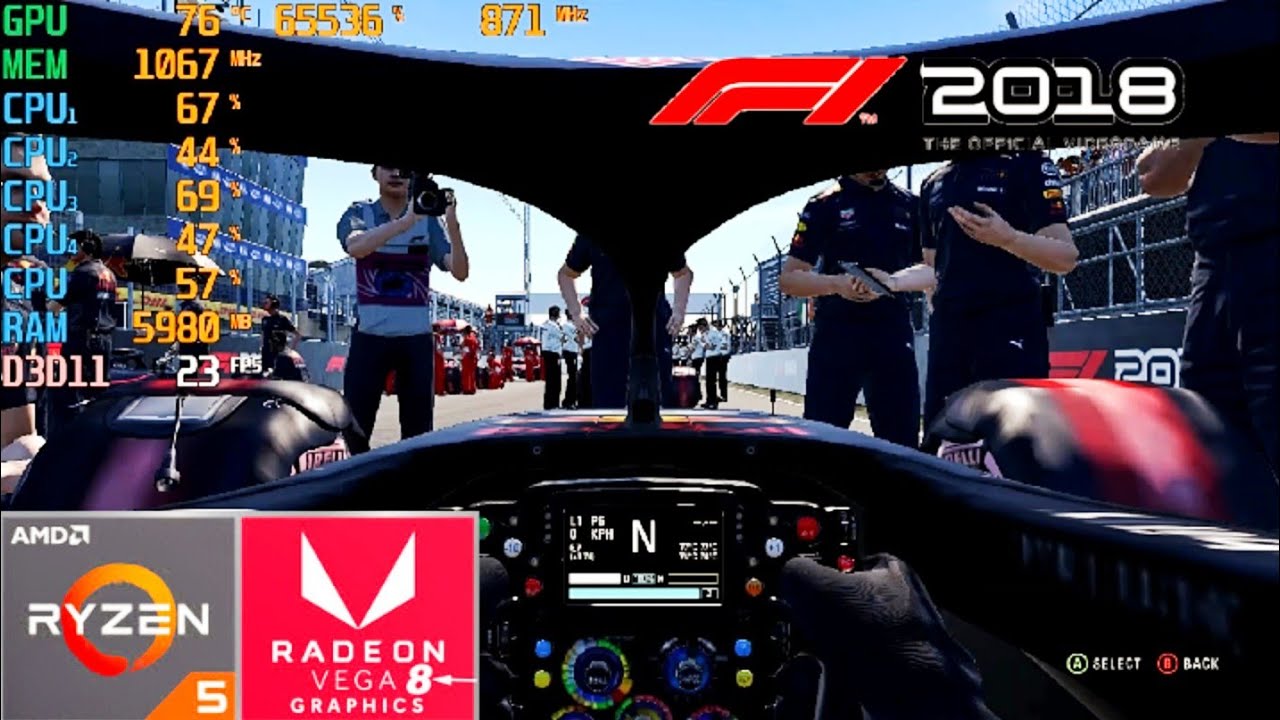 F1 2018 Gameplay || Ryzen 5 2500u Vega 8 Graphics - YouTube