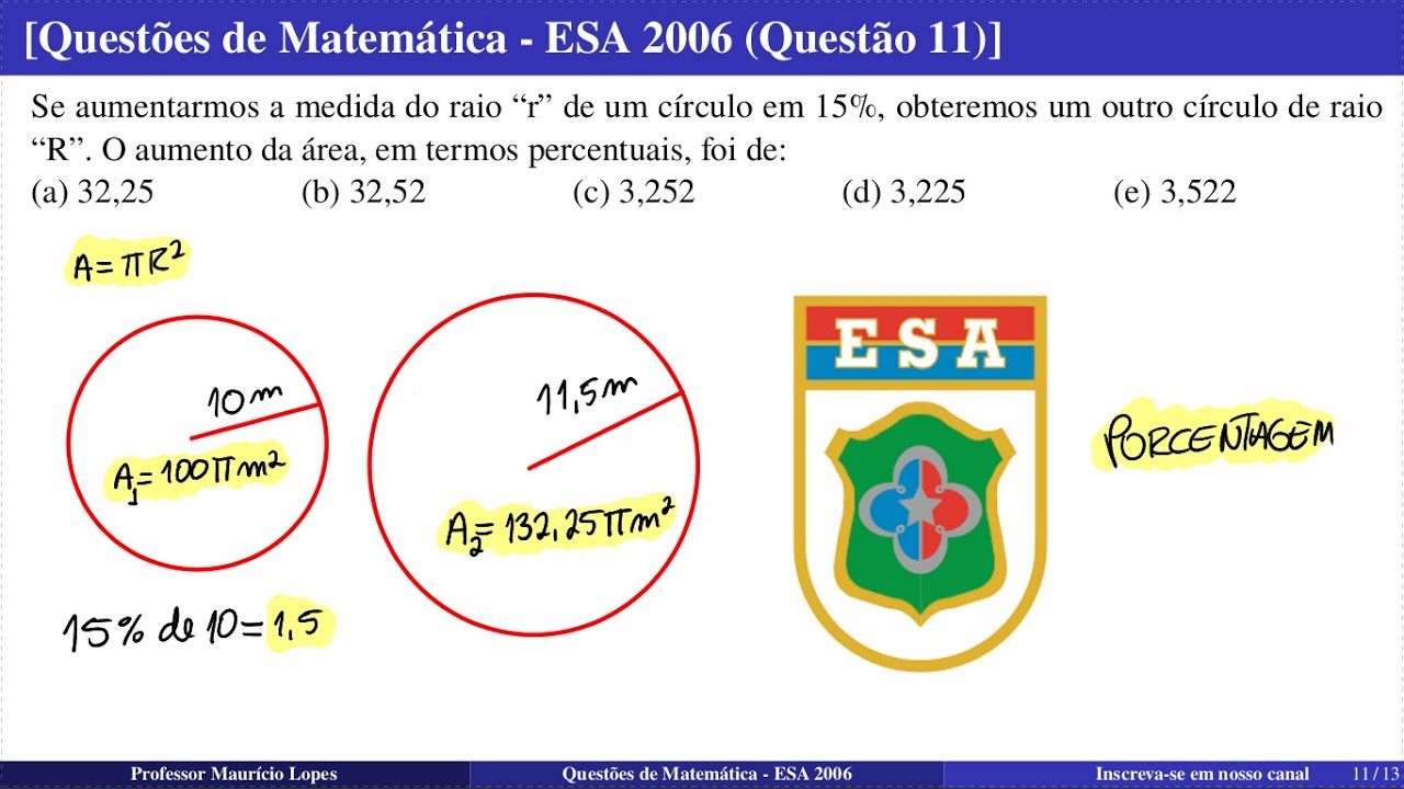11 - Questão 11 de matemática ESA 2006 - YouTube