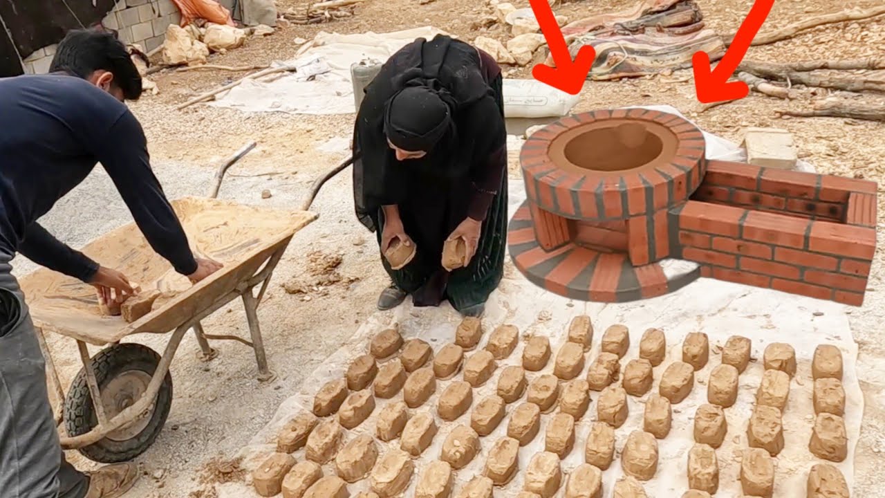 Making a very interesting clay barbecue grill by a nomadic youth # ...