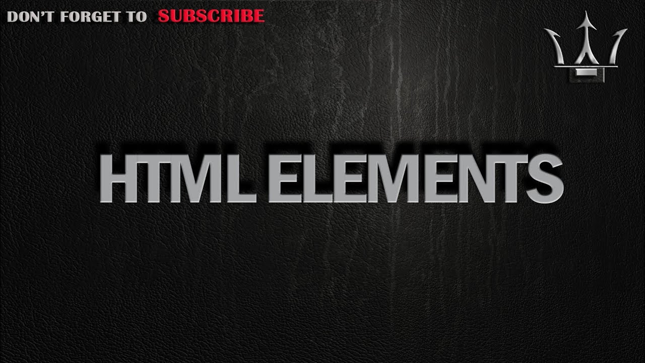 HTML ELEMENTS - YouTube
