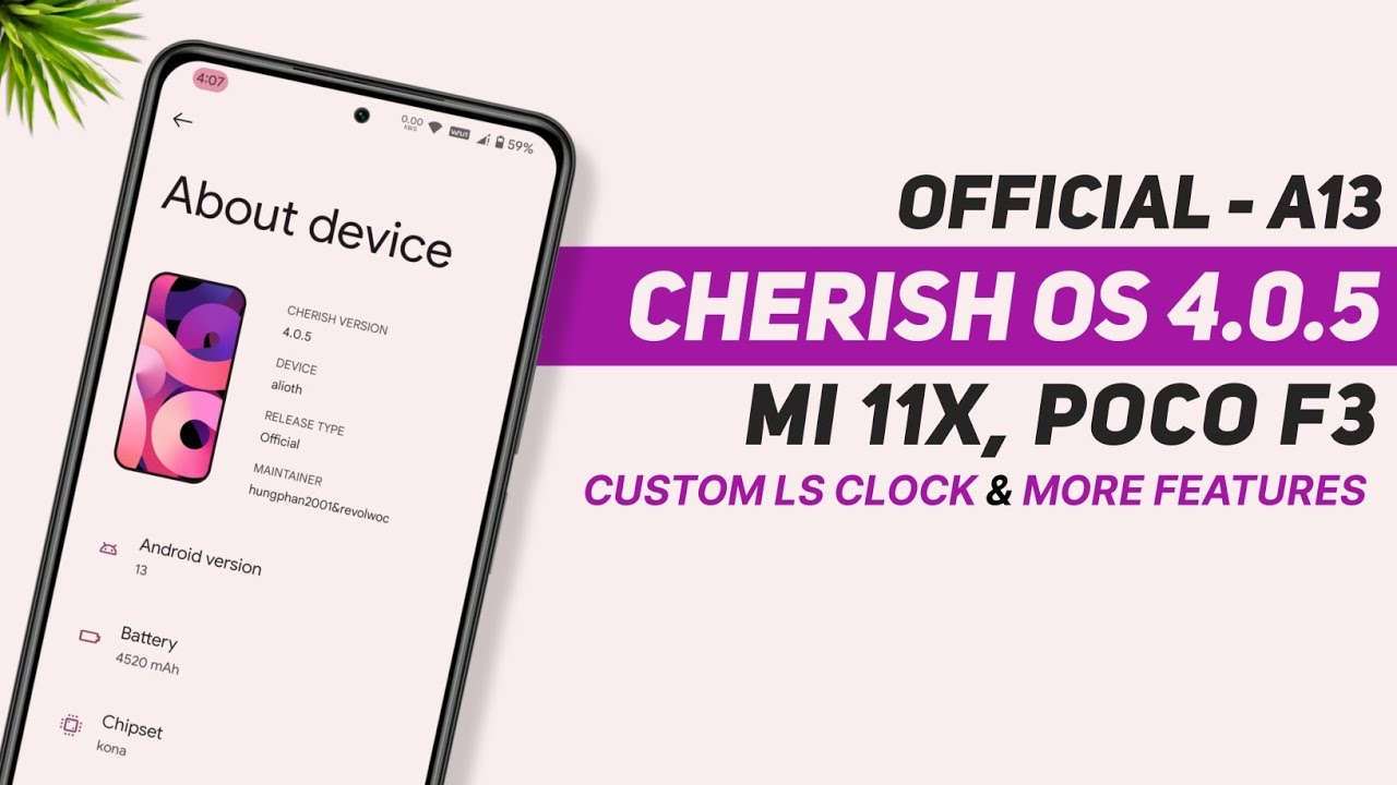 Cherish OS 4.0.5 Official For Mi 11X, Poco F3 | Android 13 | Custom LS ...