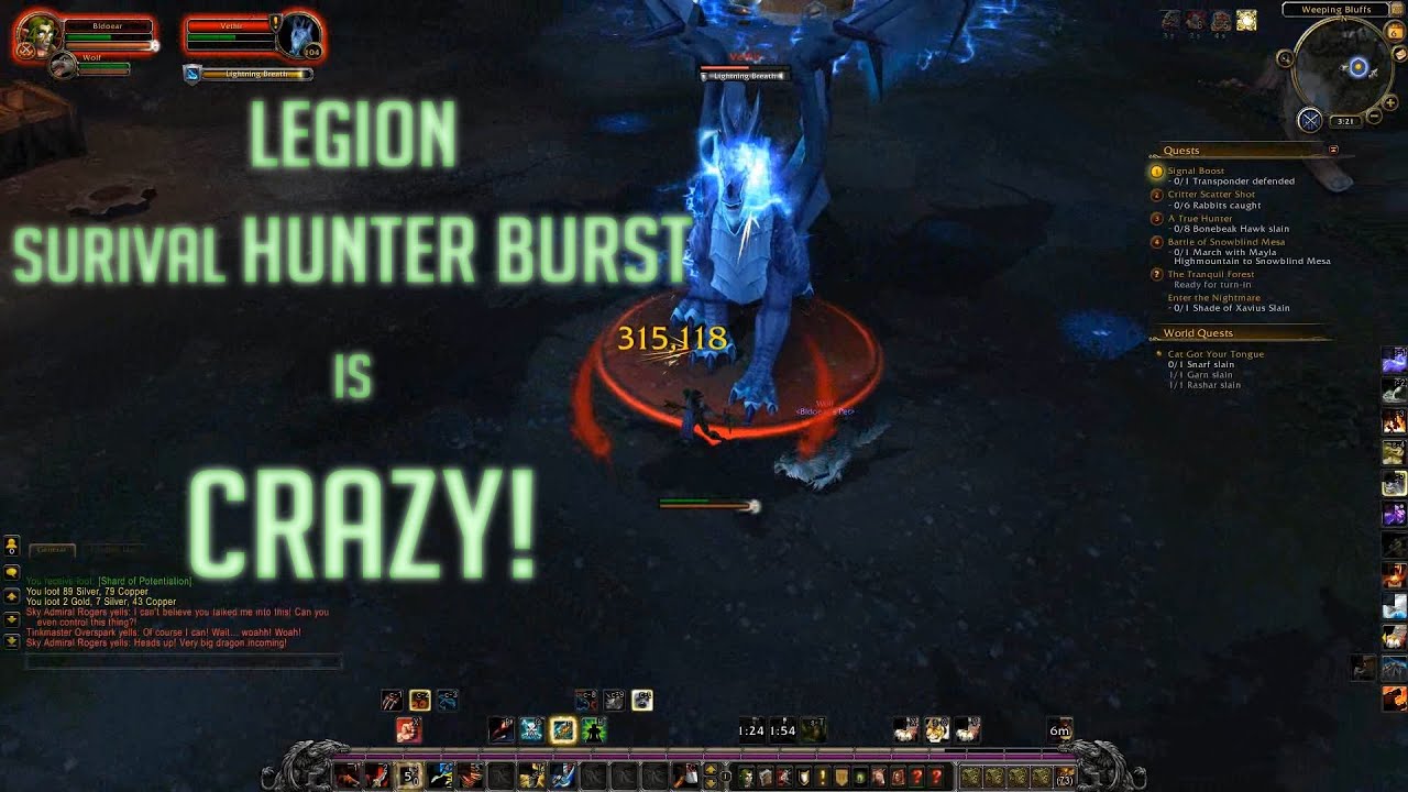 World of Warcraft Legion Alpha: Survival Hunter burst is crazy! - YouTube