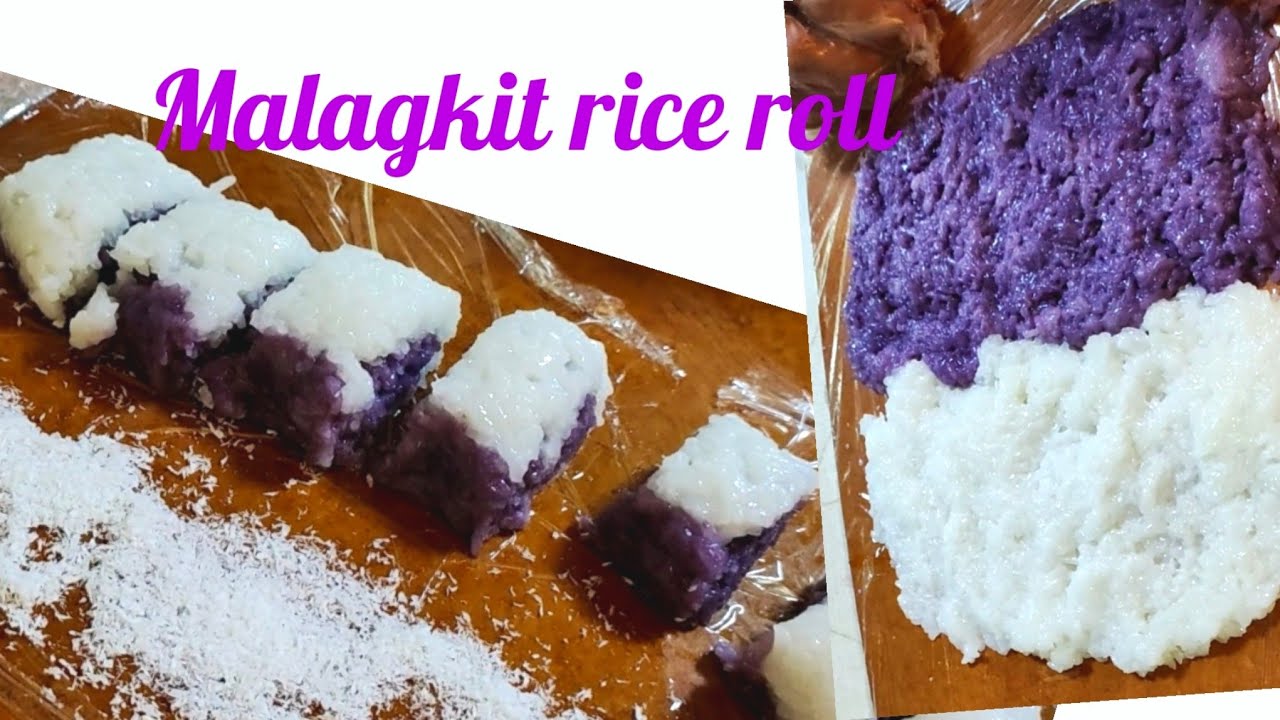 Malagkit rice roll | glutenous rice roll with ube flavor - YouTube