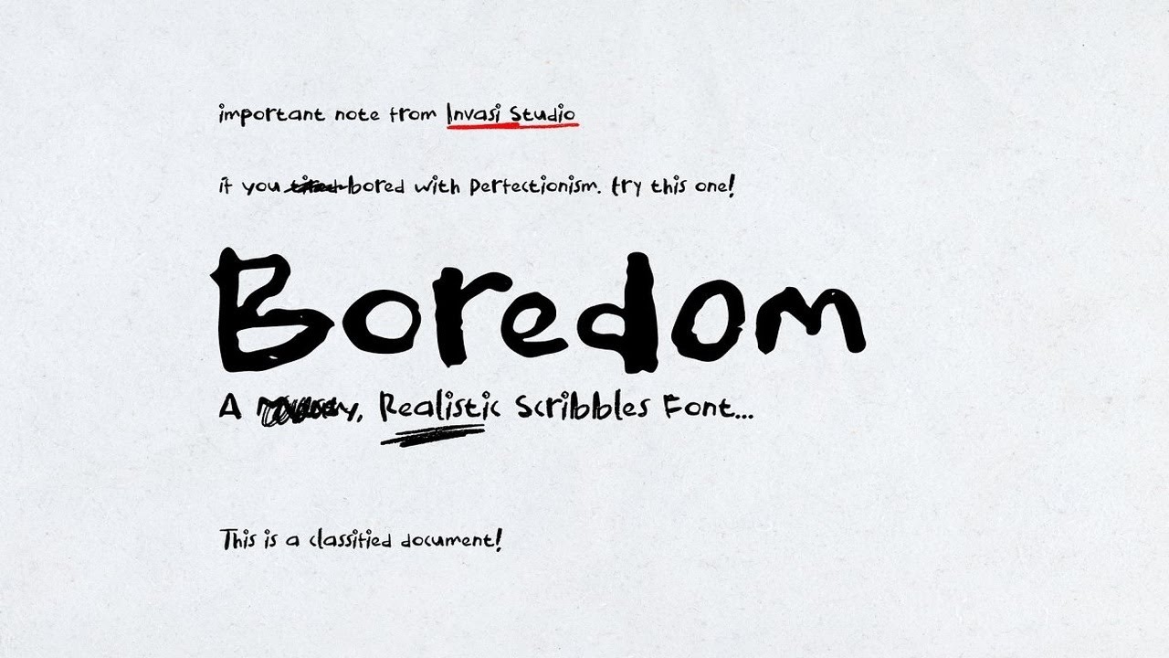 Boredom Handwritten Font Font Free Download - YouTube