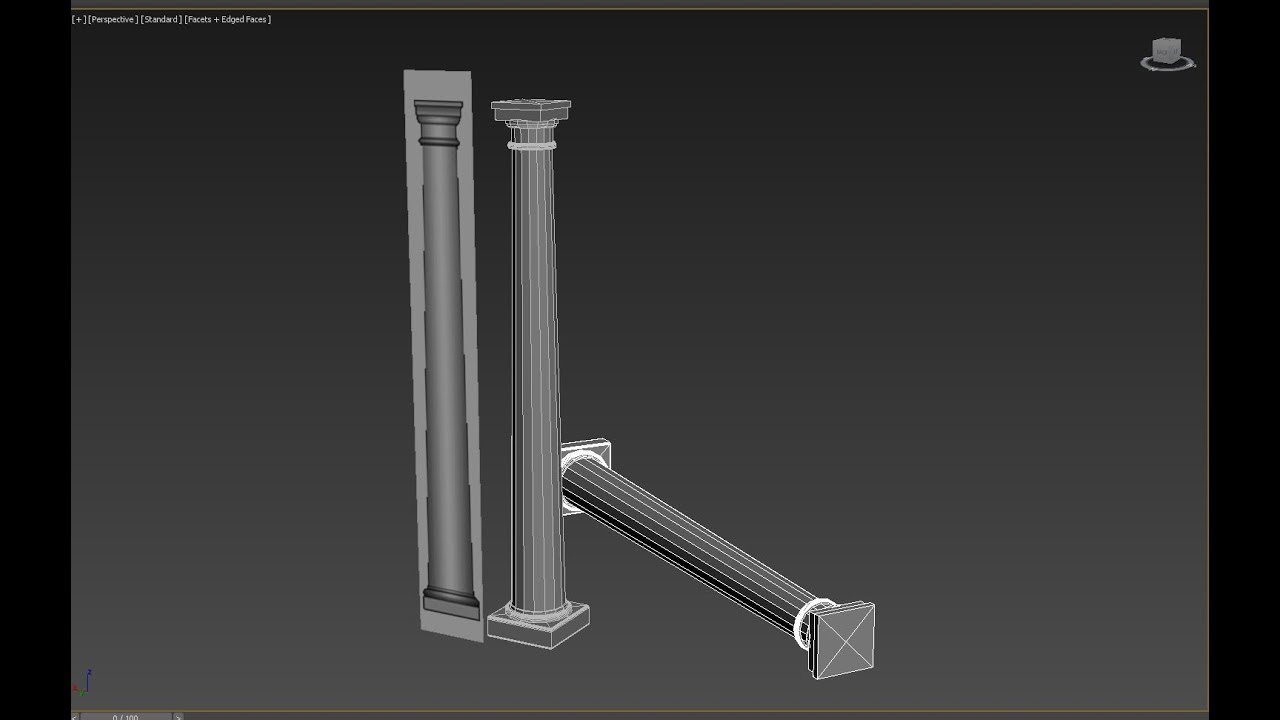 Autodesk 3ds Max: 3 part column - YouTube