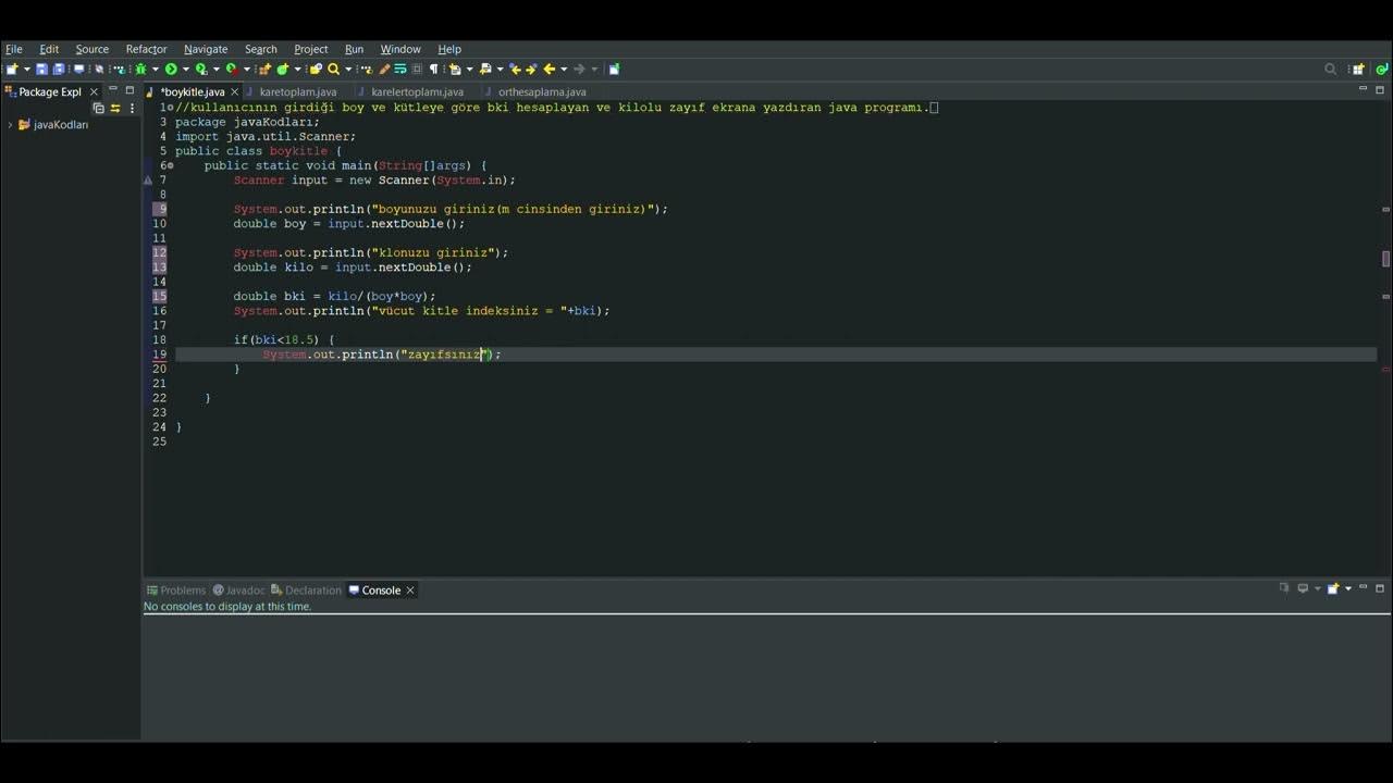 JAVA Vücut kitle indeksi hesaplama - YouTube