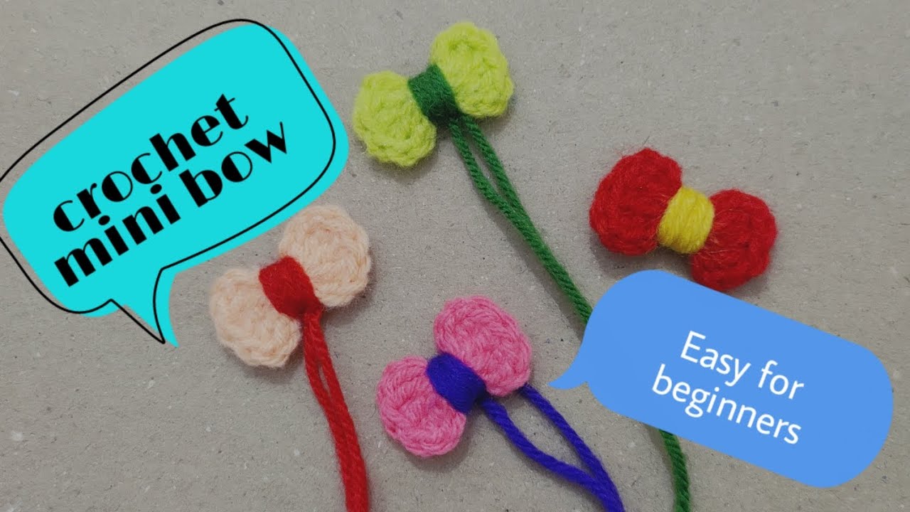 Crochet mini bow tutorial ver 01| Easy for beginners - YouTube