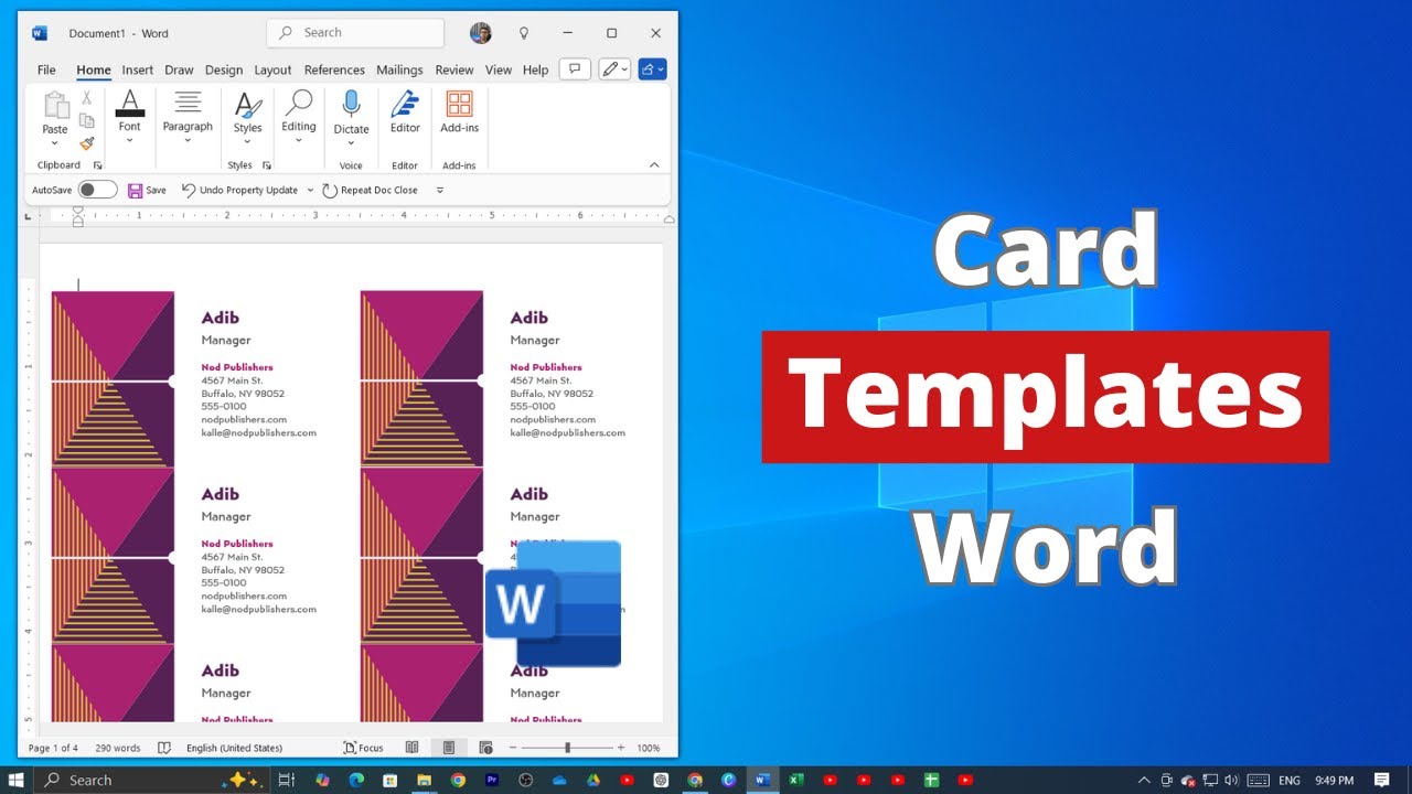 How to Make Card Tamplates on Microsoft Word - YouTube