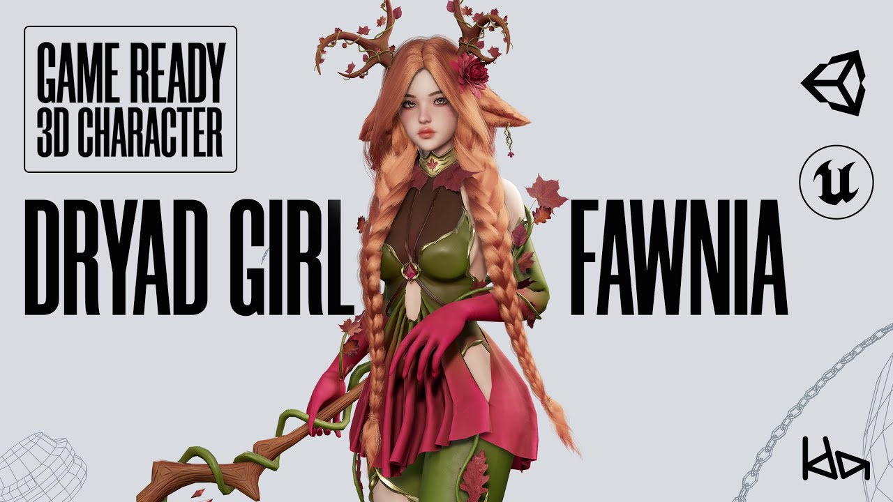 PREVIEW - GAME-READY 3D Character - Dryad Girl Fawnia - YouTube