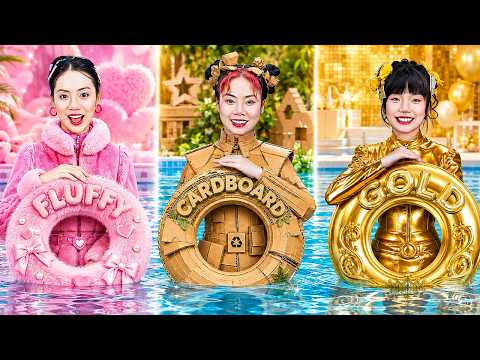 Poor Vs Rich Vs Giga Rich Girl At A Swimming Pool Party! Let's Enjoy Summer Holiday