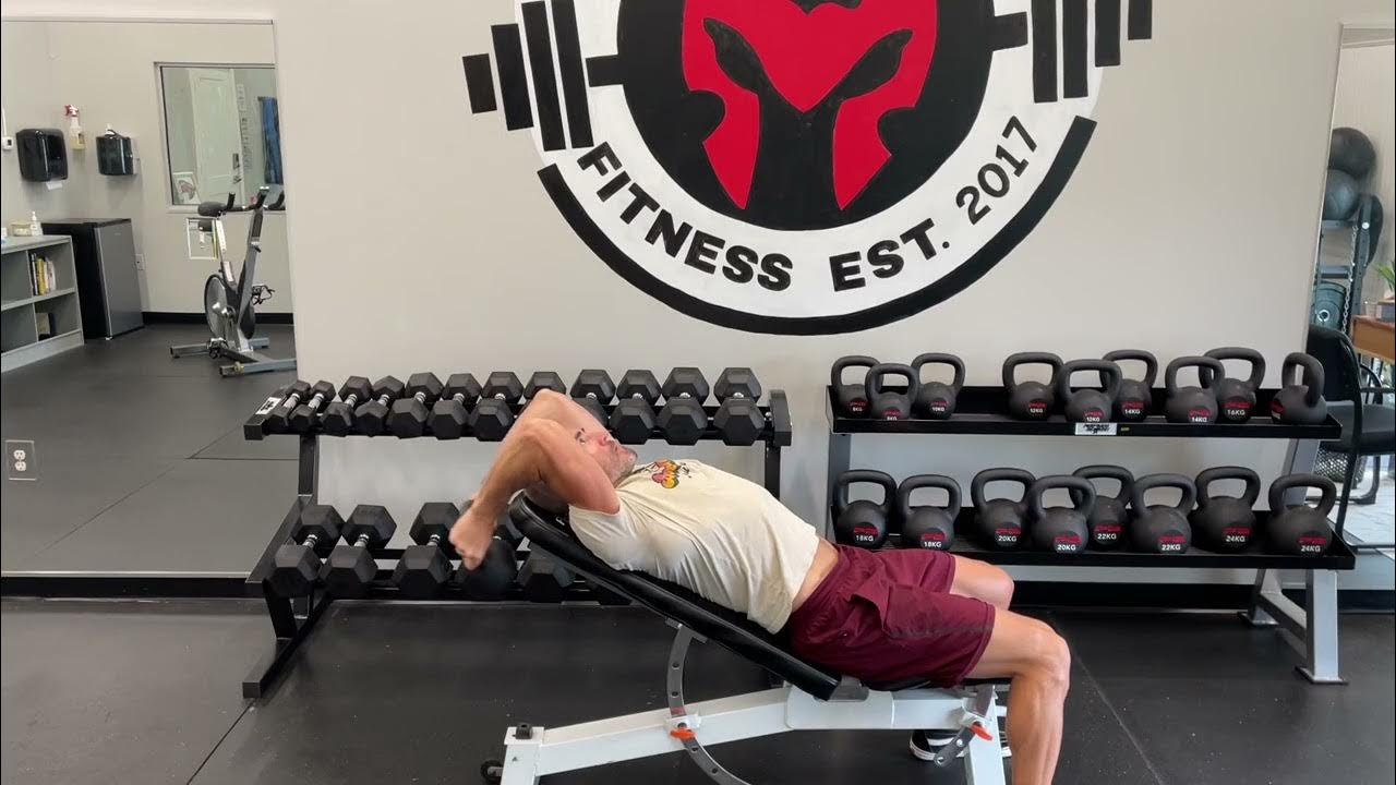 Incline Bench Kettlebell Overhead Tricep Extension - YouTube