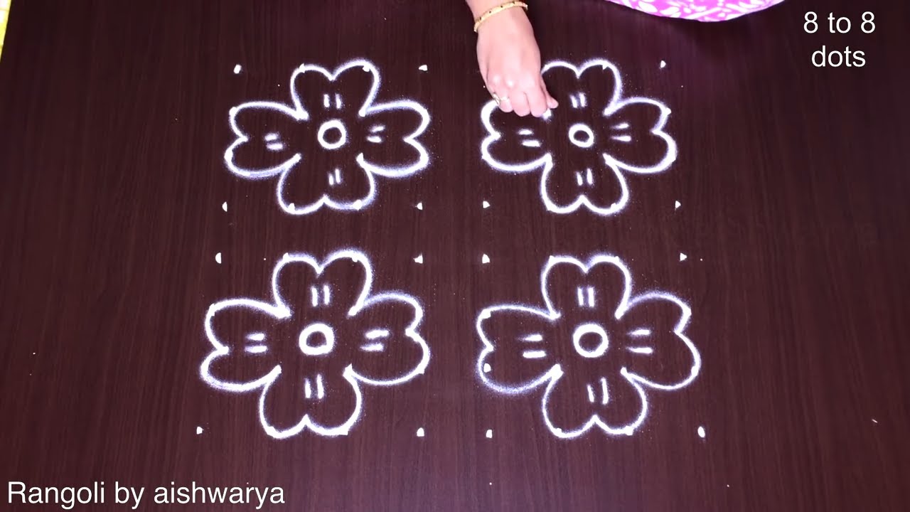 2 Beautiful Attractive Muggulu Small Flower 8 by 8 Kolam | New Model ...