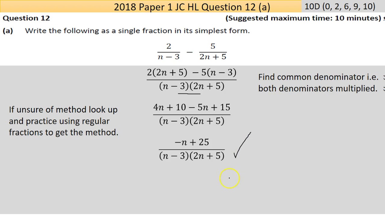 Maths screencast Paper 1 2018 JC HL Question 12 - YouTube