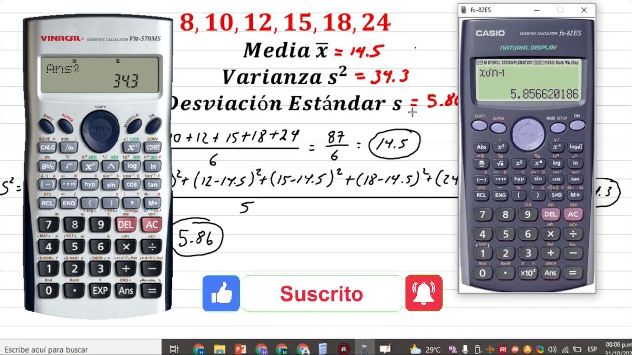 Media, Varianza y Desviación estándar con calculadora casio - YouTube