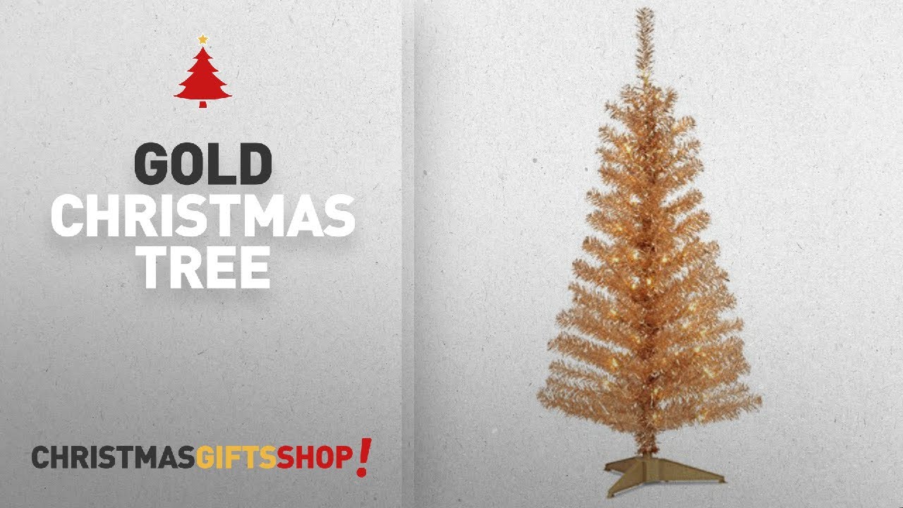 Most Popular Gold Christmas Tree: National Tree 4 Foot Champagne Tinsel ...