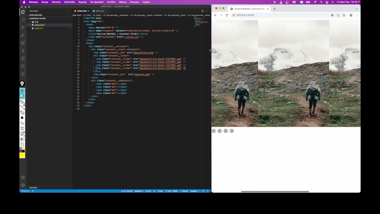 HTML, CSS ve Vanilla JS ile Carousel Slider Yapımı - 1 - YouTube