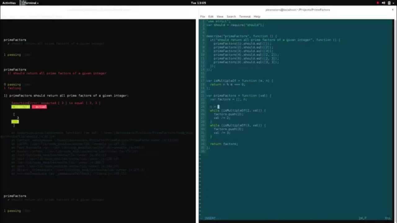Prime factors kata in JavaScript - YouTube