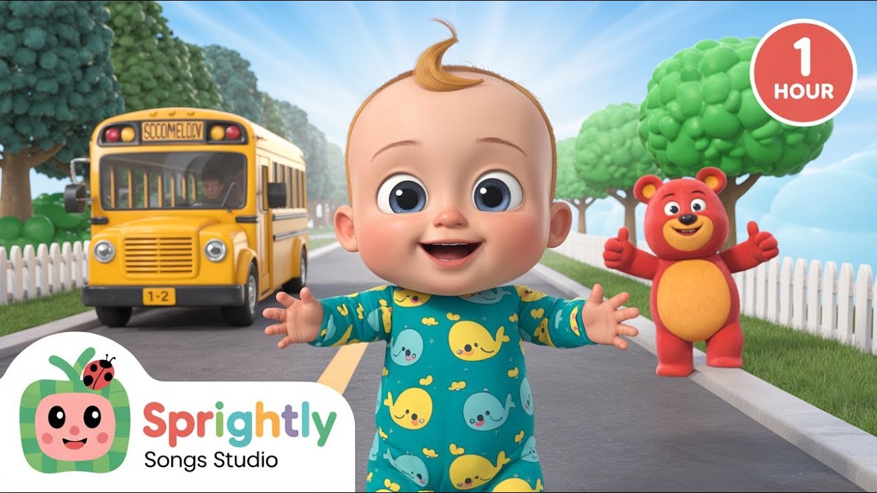 WHEEL ON THE BUS GOES TO TOWN | NURSERY RHYMES & KIDS SONGS - sprightly ...