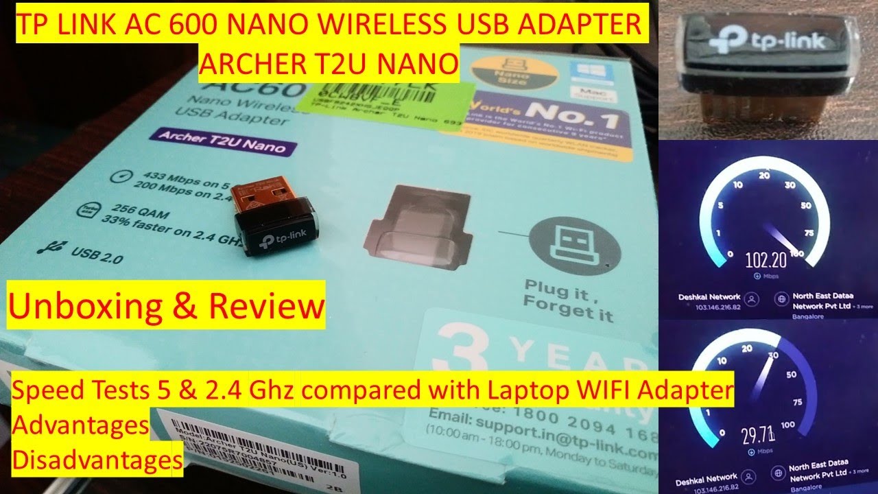 TP Link AC600 Nano Wireless USB Adapter Unboxing & Review | Archer T2U ...
