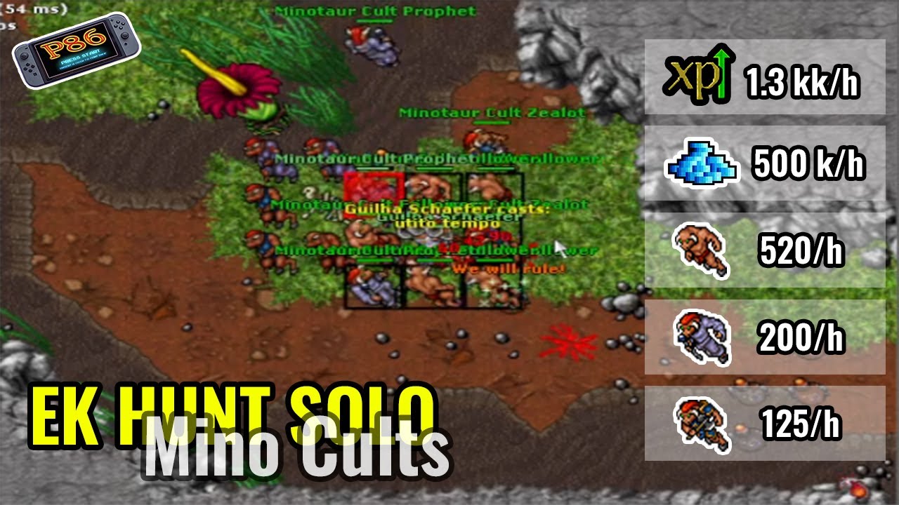 TIBIA || EK HUNT SOLO #9 || CULTS OF TIBIA - THE MINOTAURS || MINO ...