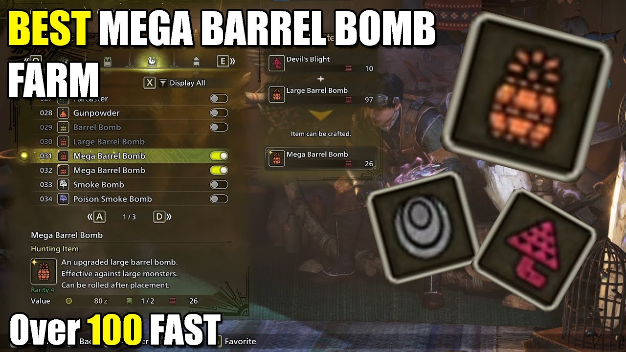 Best Mega Barrel Bomb Farm | Monster Hunter Wilds - YouTube