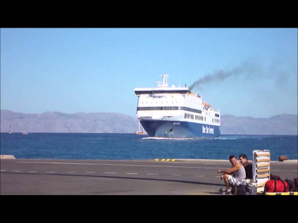 BLUE STAR 2 HORN IN RHODES PORT - YouTube
