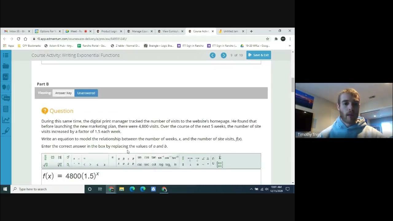 Edmentum Algebra1 Unit 9 Activity - YouTube