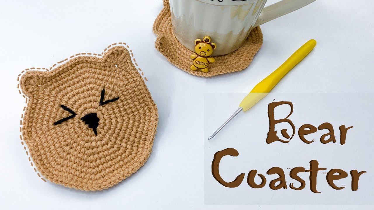 Easy Crochet Bear Coaster Tutorial | Crochet Glass Bear Coaster DIY ...