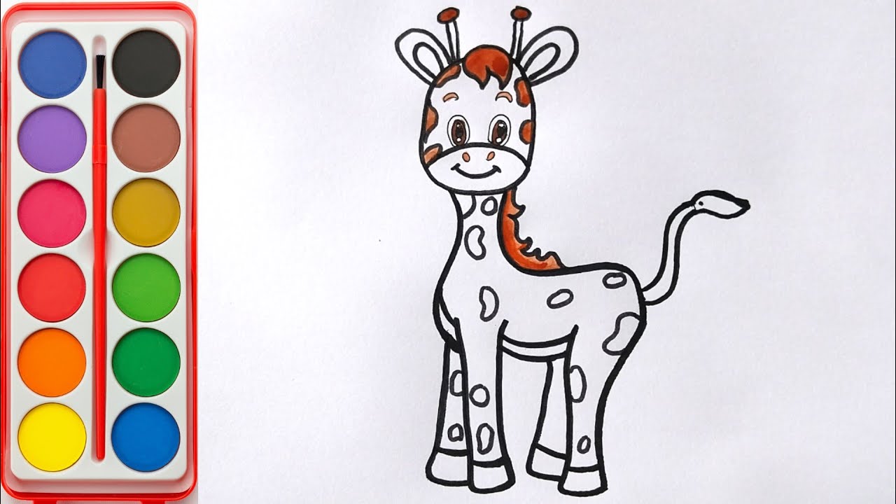🦒 🦒 how to draw a little cute giraffe//giraffe 🦒🦒easy drawing and ...