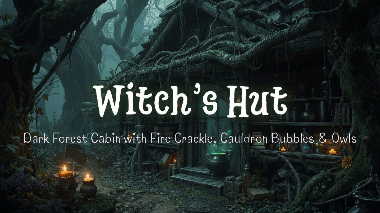 Witch’s Hut Ambience 1 Hour | Dark Forest Cabin with Fire Crackle ...