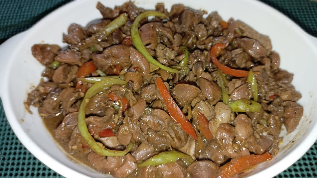 Adobong Chicken Liver And Gizzard My Own Recipe Delicious - YouTube