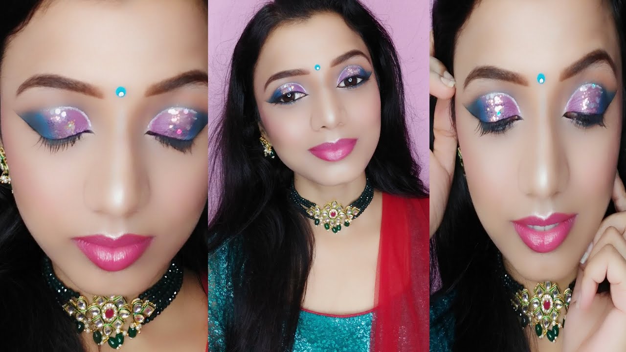 COLLEGE ANNUAL FUNCTIONS MAKEUP LOOK |GLOWY PARTY MAKEUP |GLAM PARTY ...