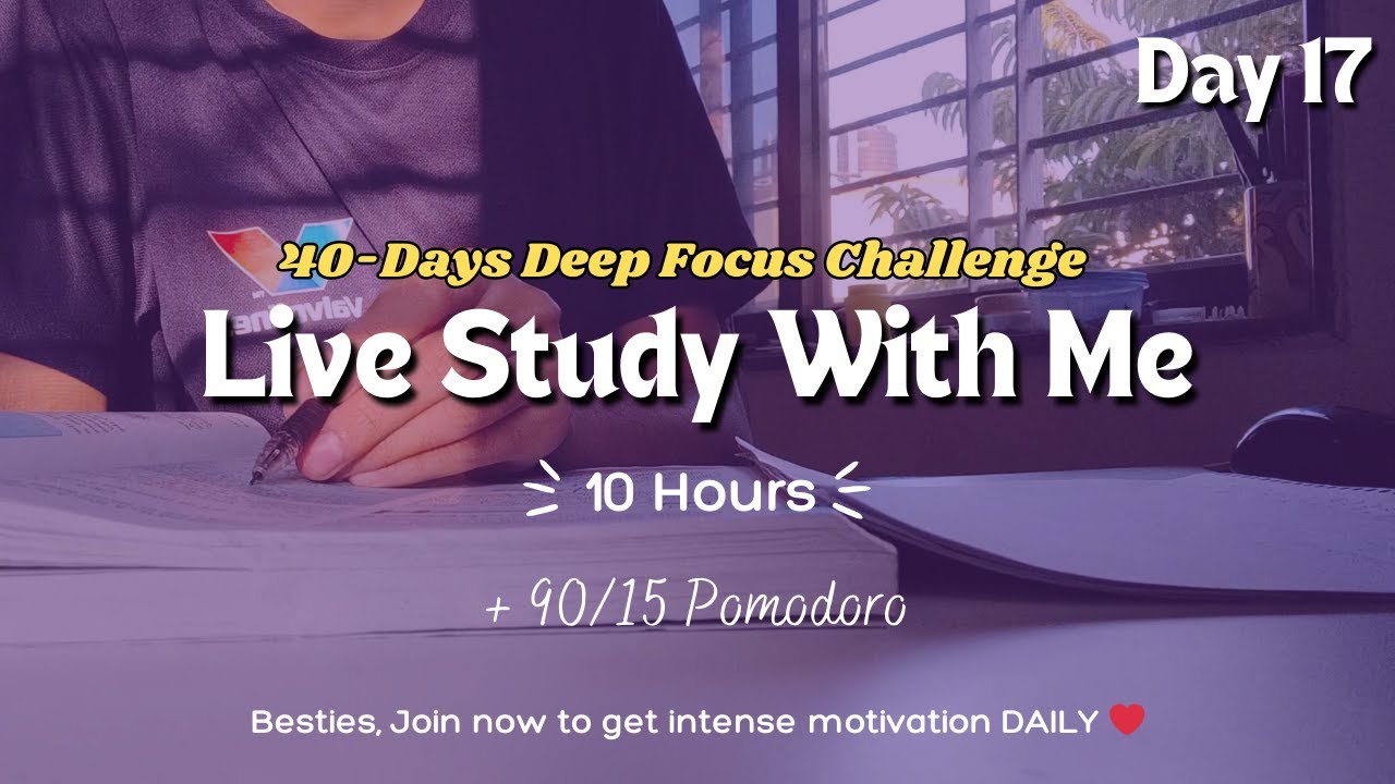 LIVE Chill Study with me & chat 📚| #day17 | Deep Focus Challenge | 90/15 Pomodoro | Rain sounds🎧 ...