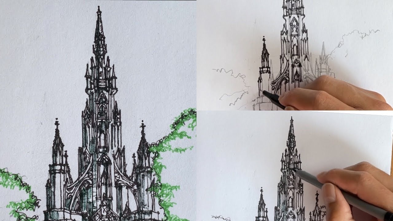 How to Draw the Scots Monument #drawing #art #sketch #video - YouTube