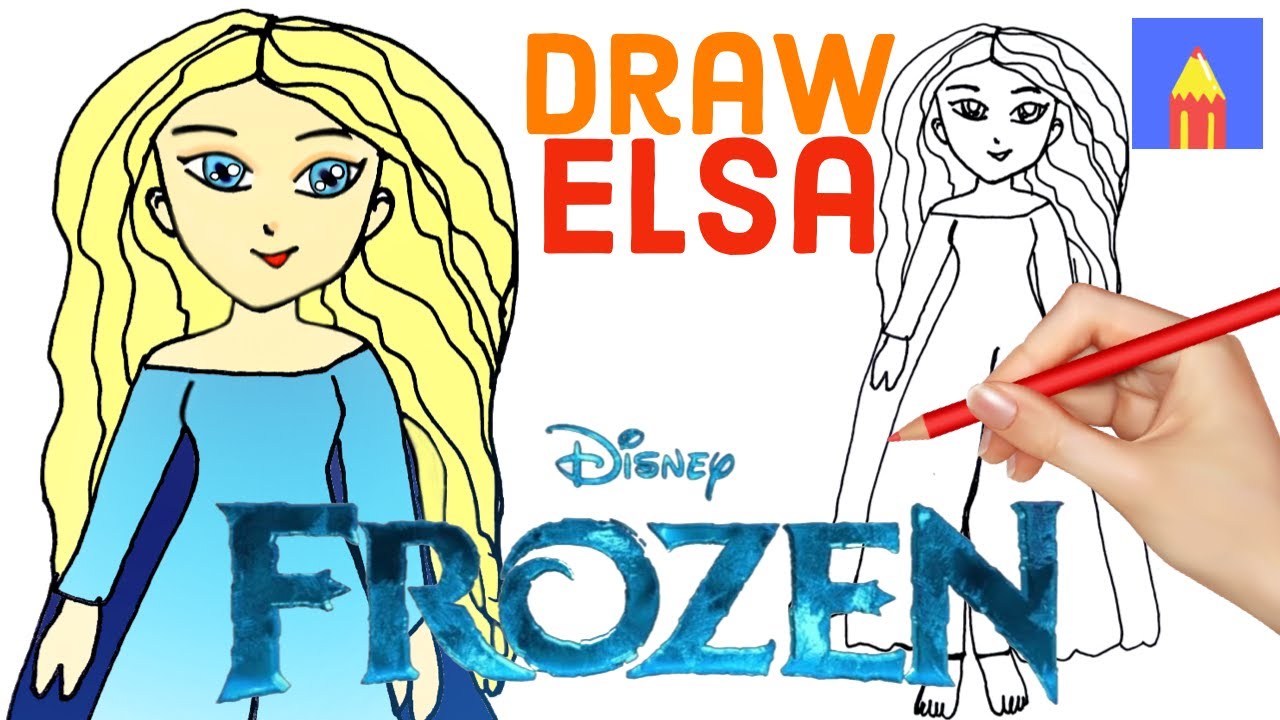 How to Draw Elsa easy step by step? Simple drawing for beginners! - YouTube
