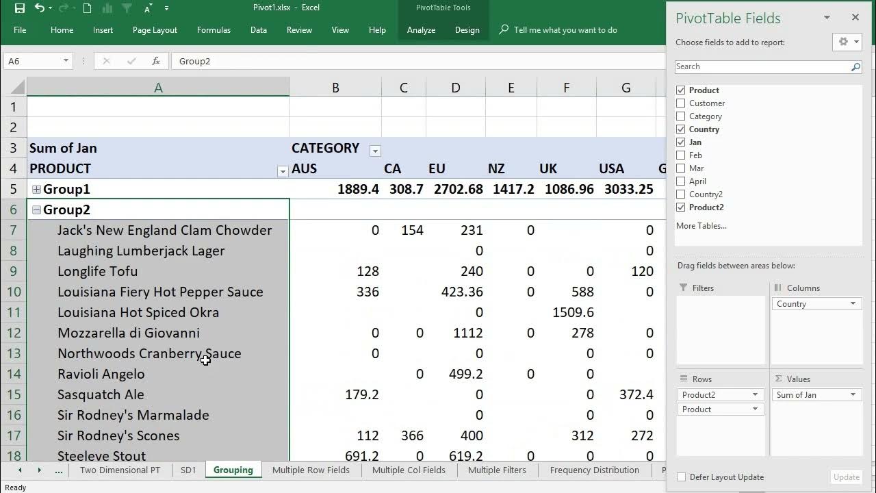 EXCEL: Pivot Table - How to group Row field values or Column field values in Pivot Tables in ...