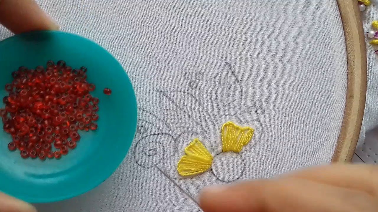 hand embroidery fantasy flower design for dress - YouTube