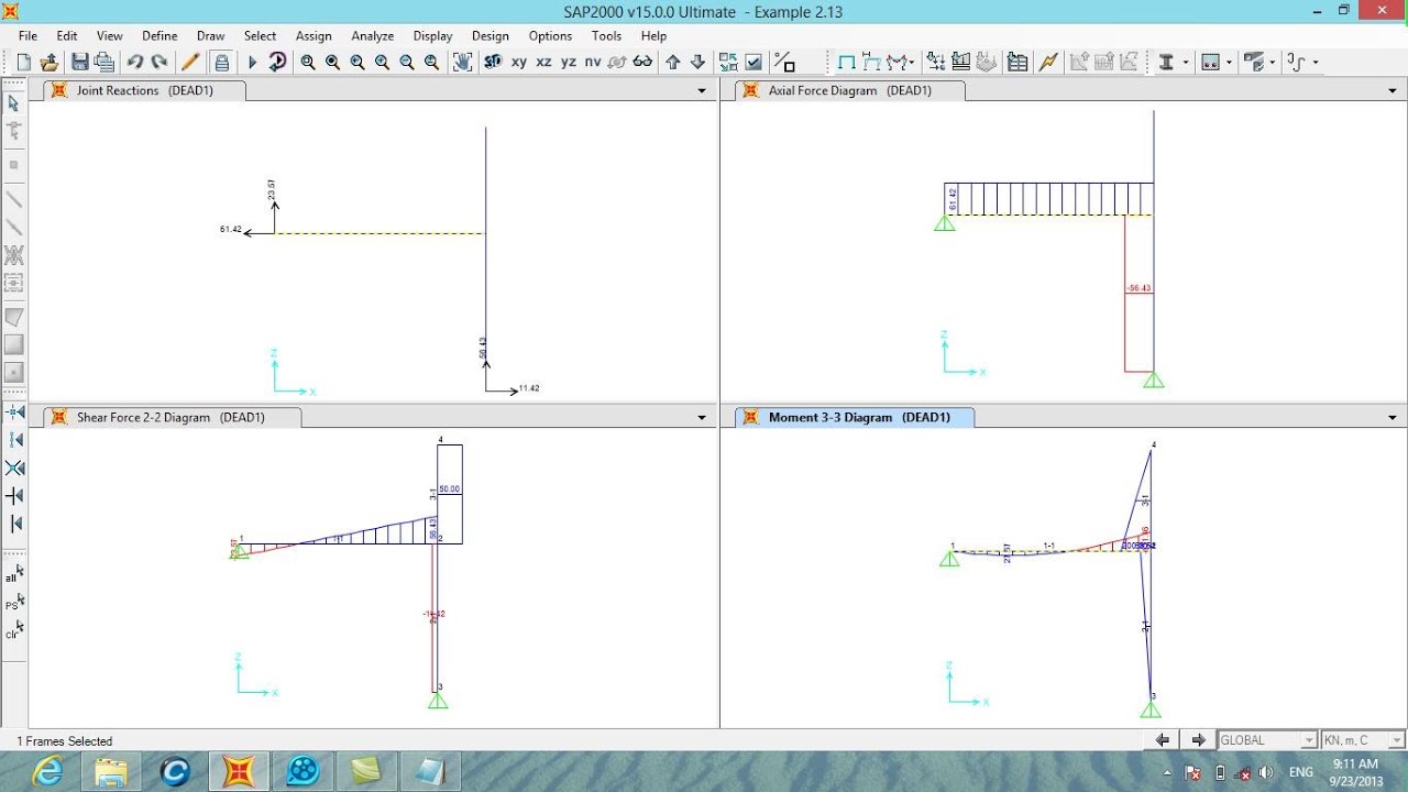 Sap2000 2D tutorial frame: EX 2.12 - YouTube