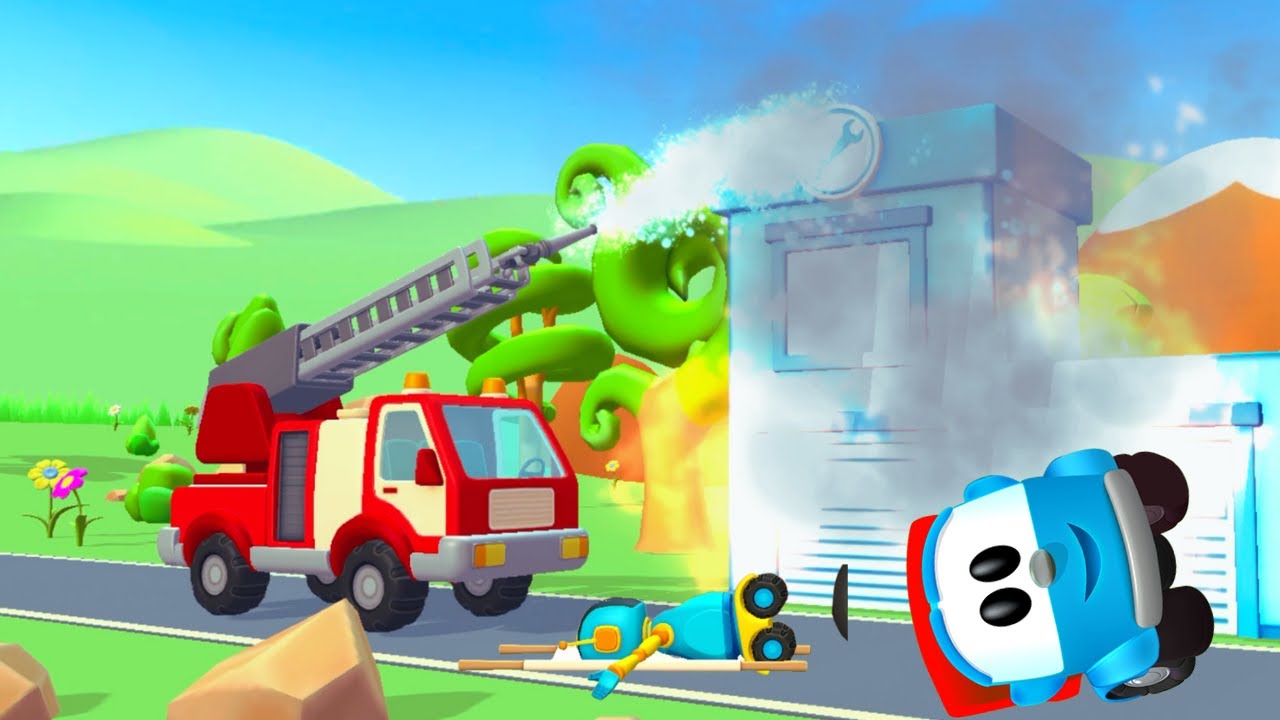 Leo Truck Crashed Robot House--- Leo the truck - YouTube