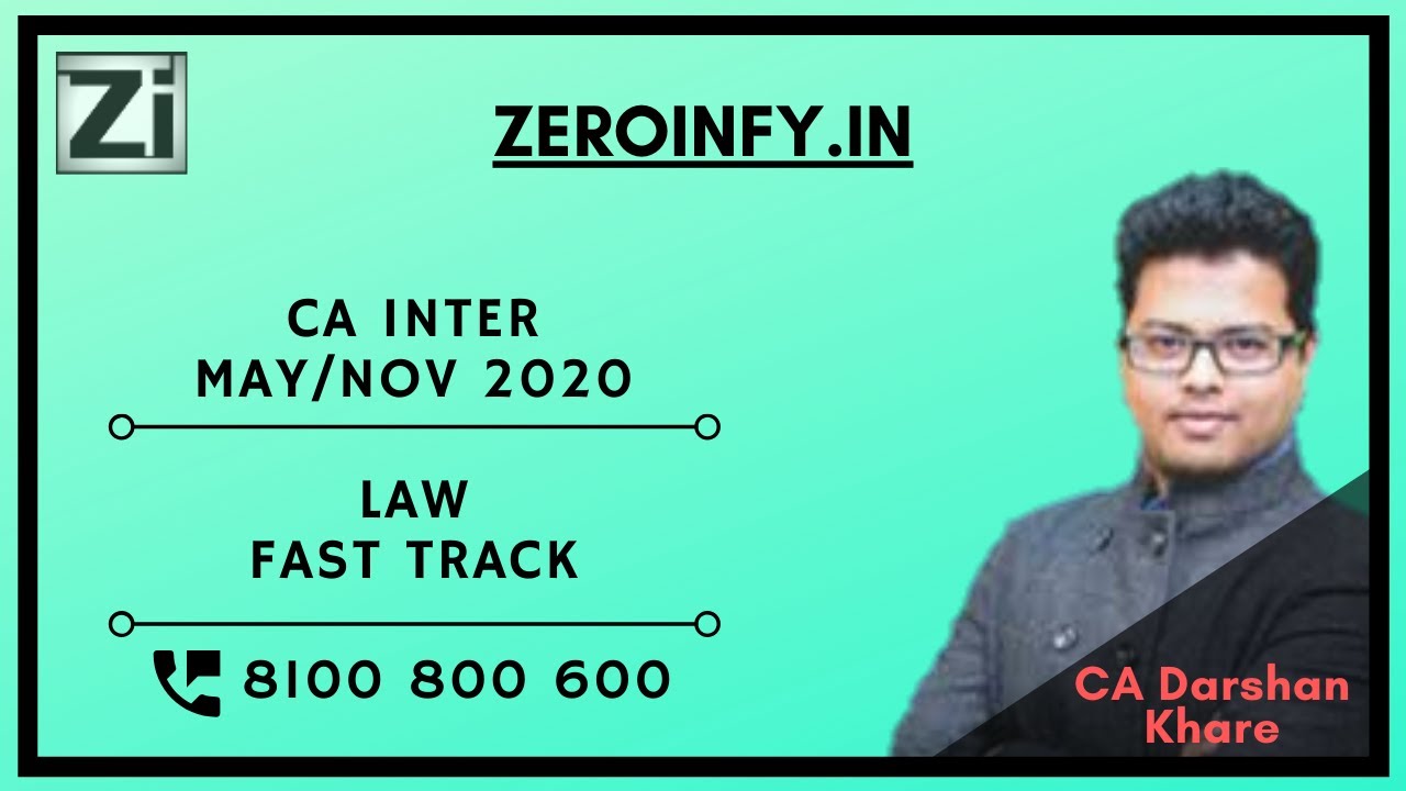 CA Inter Law Fast Track | Demo Video Lectures 02 | CA Darshan Khare ...