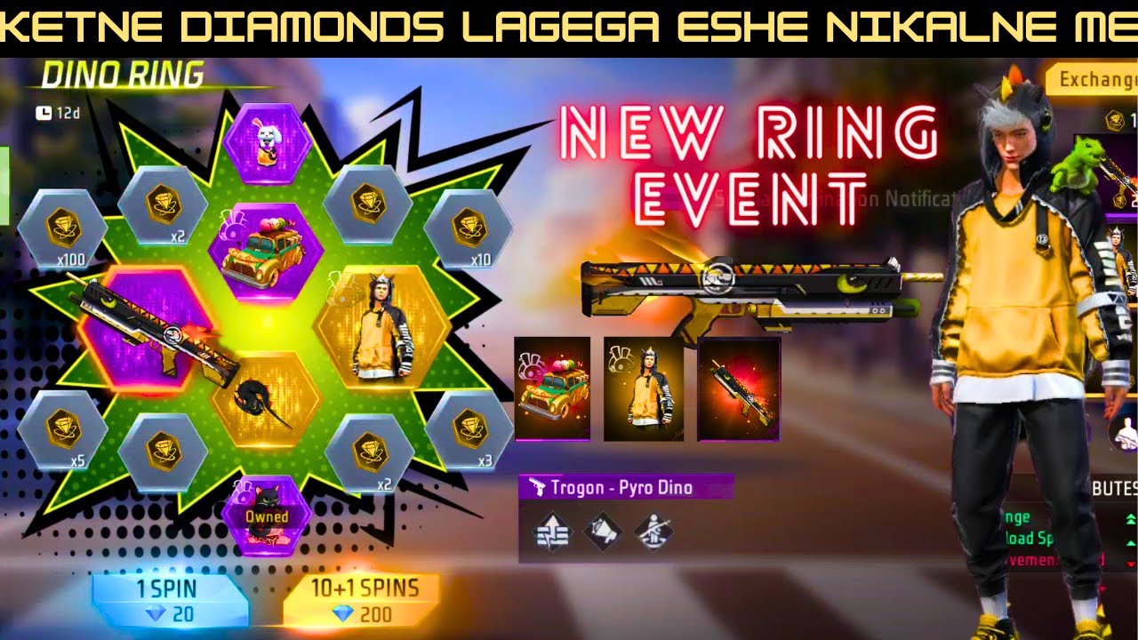 FREE FIRE NEW DINO RING EVENT | NEW DINO BUNDLE SPIN | FF NEW EVENT ...