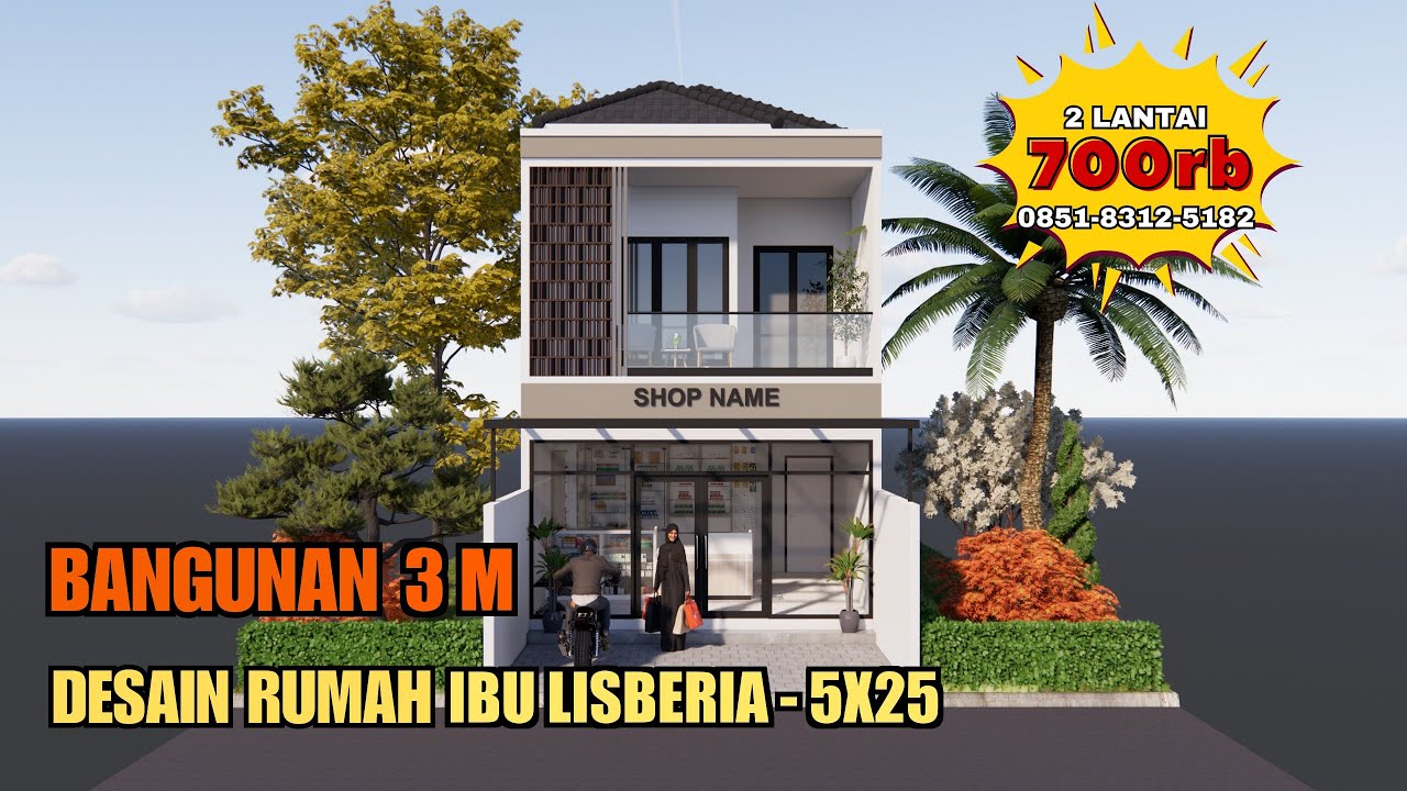 Desain Rumah UK 5X25 M 2 Lantai | Jasa Desain Rumah Ibu Lisberia - YouTube