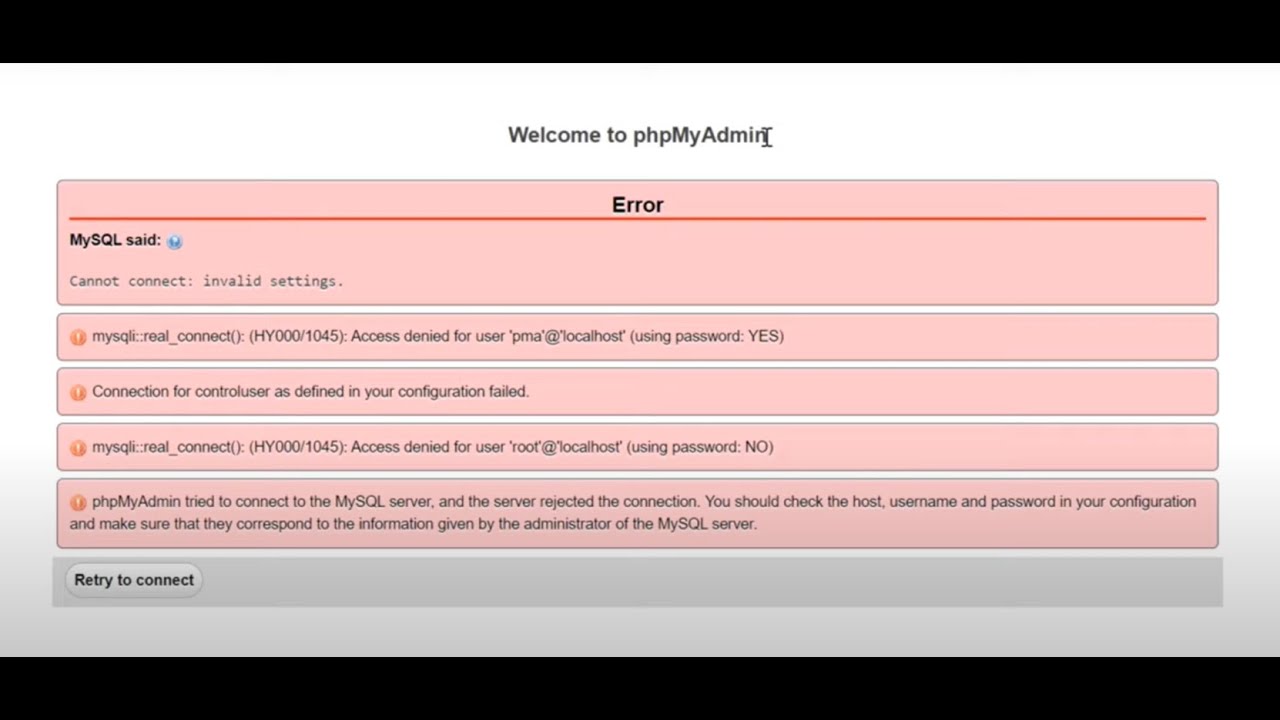 How to fix phpMyadmin when it error. - YouTube